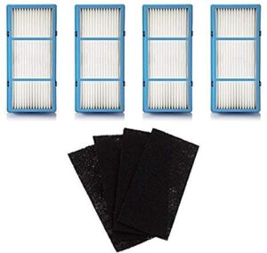 nispira true hepa air filter replacement carbon compatible with holmes aer1 hapf30at air purifier - 1.2” x 10” x 4.6” (4 hepa filters + 4 carbon filters)