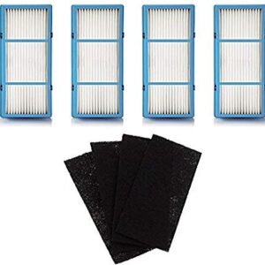 Nispira True HEPA Air Filter Replacement Carbon Compatible with Holmes AER1 HAPF30AT Air Purifier - 1.2” x 10” x 4.6” (4 HEPA Filters + 4 Carbon Filters)