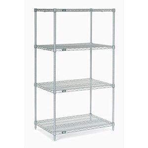 nexelate wire shelving starter unit, silver epoxy, 30" w x 14" d x 54" h