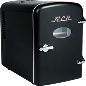 rca mini retro 6 can beverage refrigerator-black, rmis129-black, 0.15 cubic feet