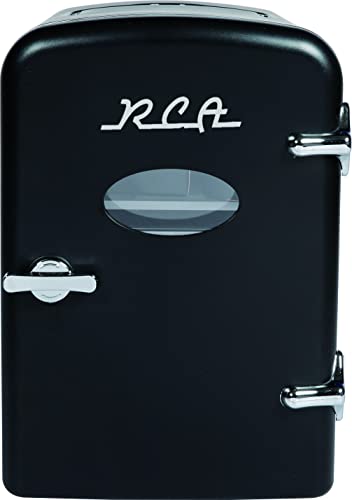 RCA Mini Retro 6 Can Beverage Refrigerator-Black, RMIS129-BLACK, 0.15 cubic feet