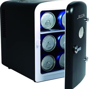 RCA Mini Retro 6 Can Beverage Refrigerator-Black, RMIS129-BLACK, 0.15 cubic feet