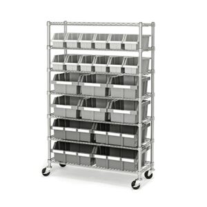 seville classics commercial 7-tier platinum/gray nsf 22-bin rack storage system