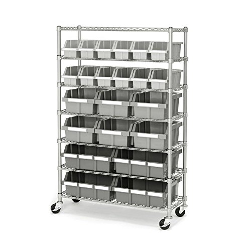 Seville Classics Commercial 7-Tier Platinum/Gray NSF 22-Bin Rack Storage System