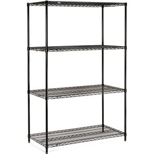 nexel 24" x 42" x 74", 4 tier adjustable wire shelving unit, nsf listed commercial storage rack, black epoxy finish, leveling feet