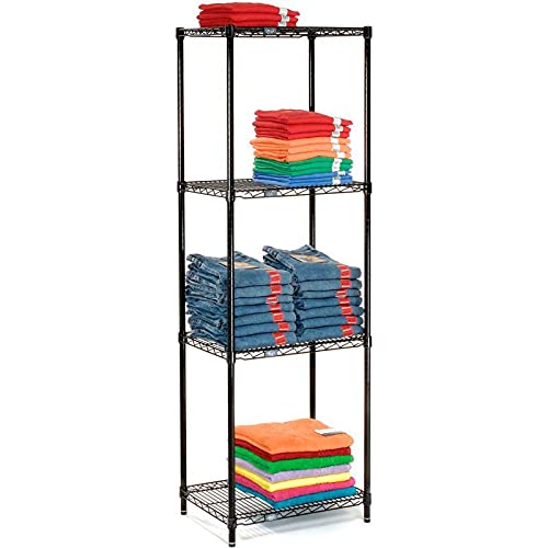 Nexel Adjustable Wire Shelving Unit, 4 Tier, NSF Listed Commercial Storage Rack, 18" x 24" x 74", Black Epoxy