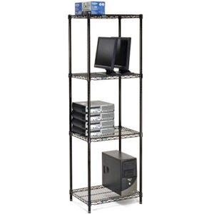 Nexel Adjustable Wire Shelving Unit, 4 Tier, NSF Listed Commercial Storage Rack, 18" x 24" x 74", Black Epoxy