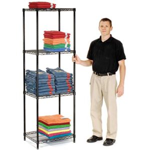 Nexel Adjustable Wire Shelving Unit, 4 Tier, NSF Listed Commercial Storage Rack, 18" x 24" x 74", Black Epoxy