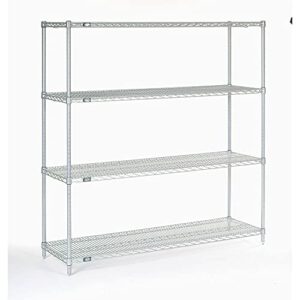 nexelate wire shelving starter unit, silver epoxy, 60"w x 14"d x 63"h