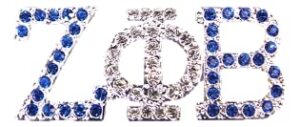 zeta phi beta sorority swarovski crystal pin in silver