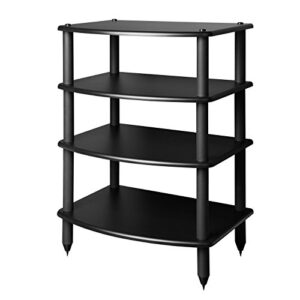 pangea audio vulcan four shelf audio rack, media stand, and components cabinet 4 shelf black