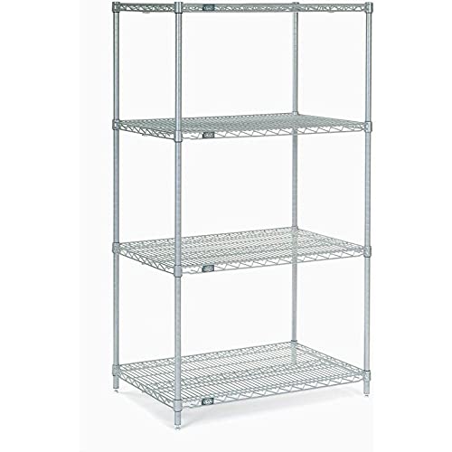 Nexel 21" x 30" x 74", 4 Tier, NSF Listed Adjustable Wire Shelving, Unit Commercial Storage Rack, Silver Epoxy, Leveling feet