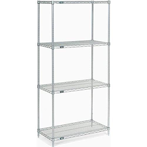 Nexel 18" x 36" x 74" , 4 Tier, NSF Listed Adjustable Wire Shelving, Unit Commercial Storage Rack, Silver Epoxy, Leveling feet