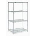 Nexel Adjustable Wire Shelving Unit, 4 Tier, NSF Listed Commercial Storage Rack, 21" x 30" x 63", Silver Epoxy