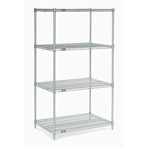 Nexel Adjustable Wire Shelving Unit, 4 Tier, NSF Listed Commercial Storage Rack, 21" x 30" x 63", Silver Epoxy