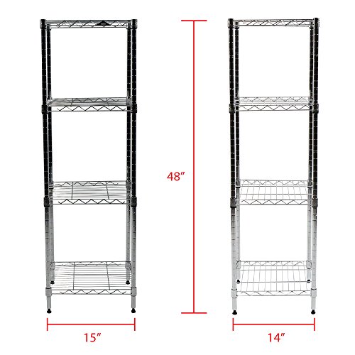 Apollo Hardware Chrome 4-Shelf Wire Shelving 14"x15"x48"