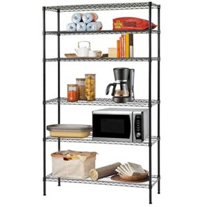 16''lx42''wx72''h 6 shelf wire shelving unit heavy duty metal storage shelves nsf wire shelf organizer black height adjustable utility steel commercial grade layer shelf rack 1500 lbs capacity