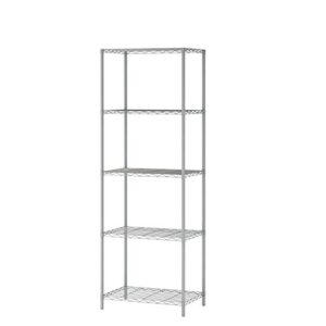 jeroal 5-tier wire shelving unit, multipurpose standing storage shelves metal display rack for pantry laundry bathroom kitchen garage closet organization,350lbs capacity,13.8" d×21" w×61" h,gray