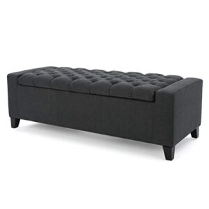 christopher knight home hikaru fabric storage ottoman, dark grey dimensions: 20.50”d x 51.00”w x 17.00”h