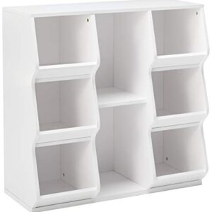 Kings Brand Furniture White Finish Wood Cubby Storage Cabinet Unit