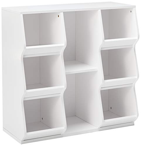 Kings Brand Furniture White Finish Wood Cubby Storage Cabinet Unit