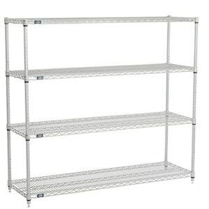 nexelate wire shelving starter unit, silver epoxy, 60" w x 24" d x 54" h