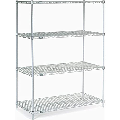 Nexel 24" x 48" x 63", 4 Tier, NSF Listed Adjustable Wire Shelving, Unit Commercial Storage Rack, Silver Epoxy, Leveling feet