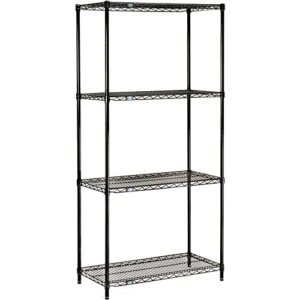 nexel 24" x 30" x 74", 4 tier adjustable wire shelving unit, nsf listed commercial storage rack, black epoxy finish, leveling feet