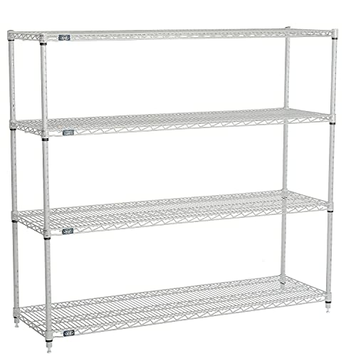 Nexelate Wire Shelving Starter Unit, Silver Epoxy, 48" W x 18" D x 54" H