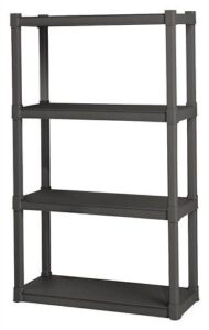 sterilite 01643v01 4 shelf durable solid surface shelving unit, 34.5 x 14.375 x 57 inches, flat grey