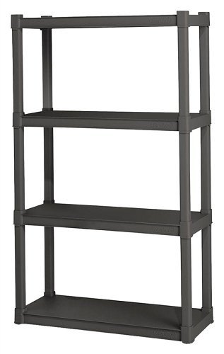 Sterilite 01643V01 4 Shelf Durable Solid Surface Shelving Unit, 34.5 x 14.375 x 57 inches, Flat Grey