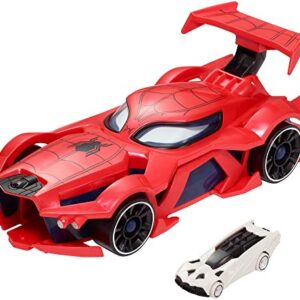 Hot Wheels Marvel Spider-Man Web-Car Launcher with Movement-Activated Eyes & 1:64 Scale Toy Character Car [Amazon Exclusive]