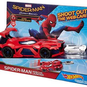 Hot Wheels Marvel Spider-Man Web-Car Launcher with Movement-Activated Eyes & 1:64 Scale Toy Character Car [Amazon Exclusive]