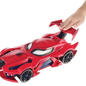 Hot Wheels Marvel Spider-Man Web-Car Launcher with Movement-Activated Eyes & 1:64 Scale Toy Character Car [Amazon Exclusive]