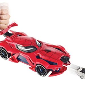 Hot Wheels Marvel Spider-Man Web-Car Launcher with Movement-Activated Eyes & 1:64 Scale Toy Character Car [Amazon Exclusive]