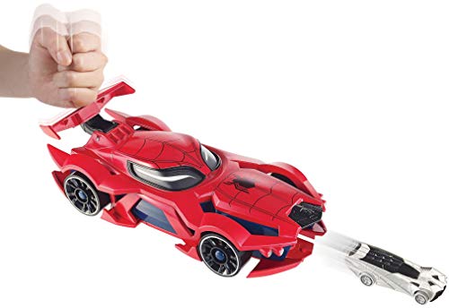 Hot Wheels Marvel Spider-Man Web-Car Launcher with Movement-Activated Eyes & 1:64 Scale Toy Character Car [Amazon Exclusive]