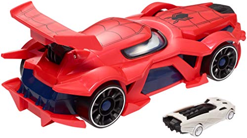 Hot Wheels Marvel Spider-Man Web-Car Launcher with Movement-Activated Eyes & 1:64 Scale Toy Character Car [Amazon Exclusive]