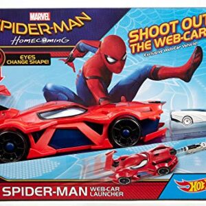 Hot Wheels Marvel Spider-Man Web-Car Launcher with Movement-Activated Eyes & 1:64 Scale Toy Character Car [Amazon Exclusive]