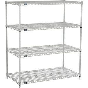 nexelate wire shelving starter unit, silver epoxy, 48" w x 24" d x 54" h