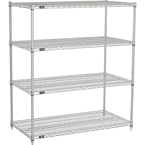 Nexelate Wire Shelving Starter Unit, Silver Epoxy, 48" W x 24" D x 54" H