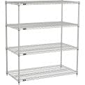 Nexelate Wire Shelving Starter Unit, Silver Epoxy, 48" W x 24" D x 54" H