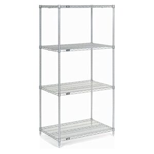 nexelate wire shelving starter unit, silver epoxy, 36" w x 24" d x 74" h