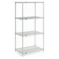 Nexelate Wire Shelving Starter Unit, Silver Epoxy, 36" W X 24" D X 74" H