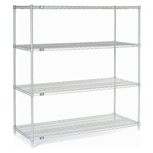 nexelate wire shelving starter unit, silver epoxy, 60" w x 24" d x 63" h