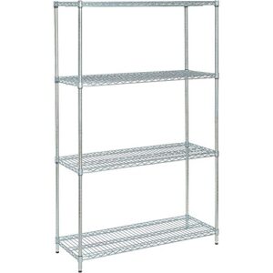 economy wire shelving starter unit, 4 tier, zinc chromate, 24"w, x 48"l, x 74"h