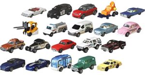 matchbox cars, 20-pack of 1:64 scale die-cast toy cars, buses, fire, construction or police vehicles (styles may vary) [amazon exclusive]