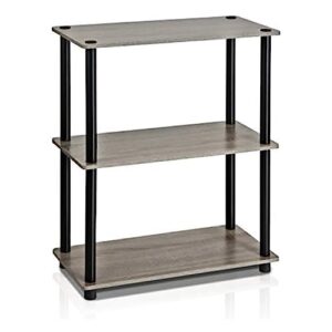 furinno turn-n-tube display rack, 3-tier single, french oak grey/ black