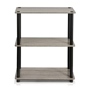 Furinno Turn-N-Tube Display Rack, 3-Tier Single, French Oak Grey/ Black