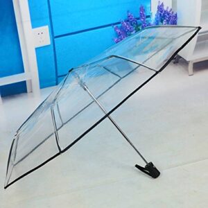 WerFamily Clear Transparent Folding Auto Open Auto Close Umbrella Rainy