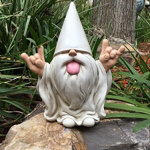 GlitZGlam Rocker Gnome – “George” – This Gnome Will Rock Your Fairy Garden and Garden Gnomes 10 Inches Tall Garden Gnome Figurine